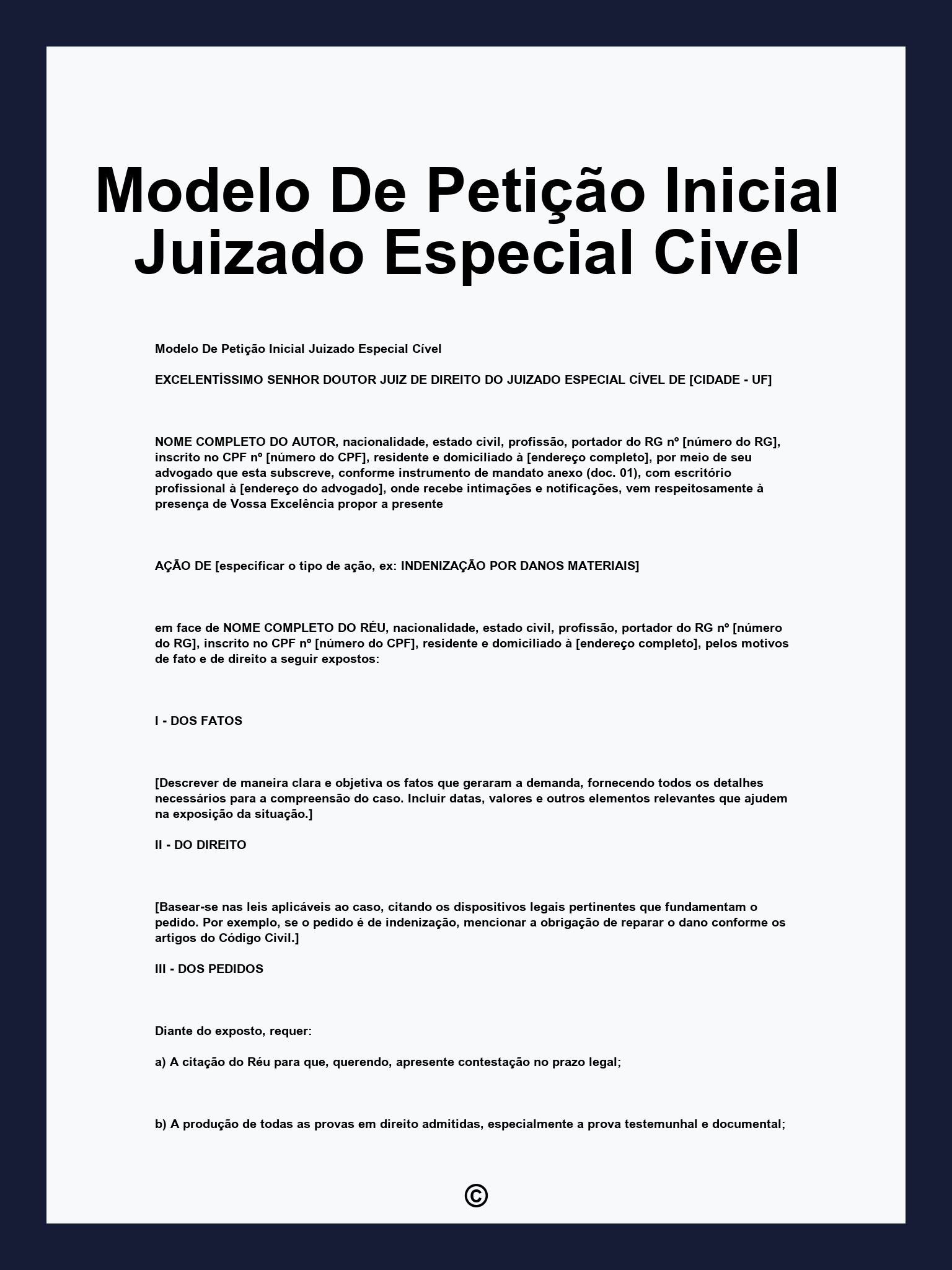 Modelo De Petição Inicial Juizado Especial Civel