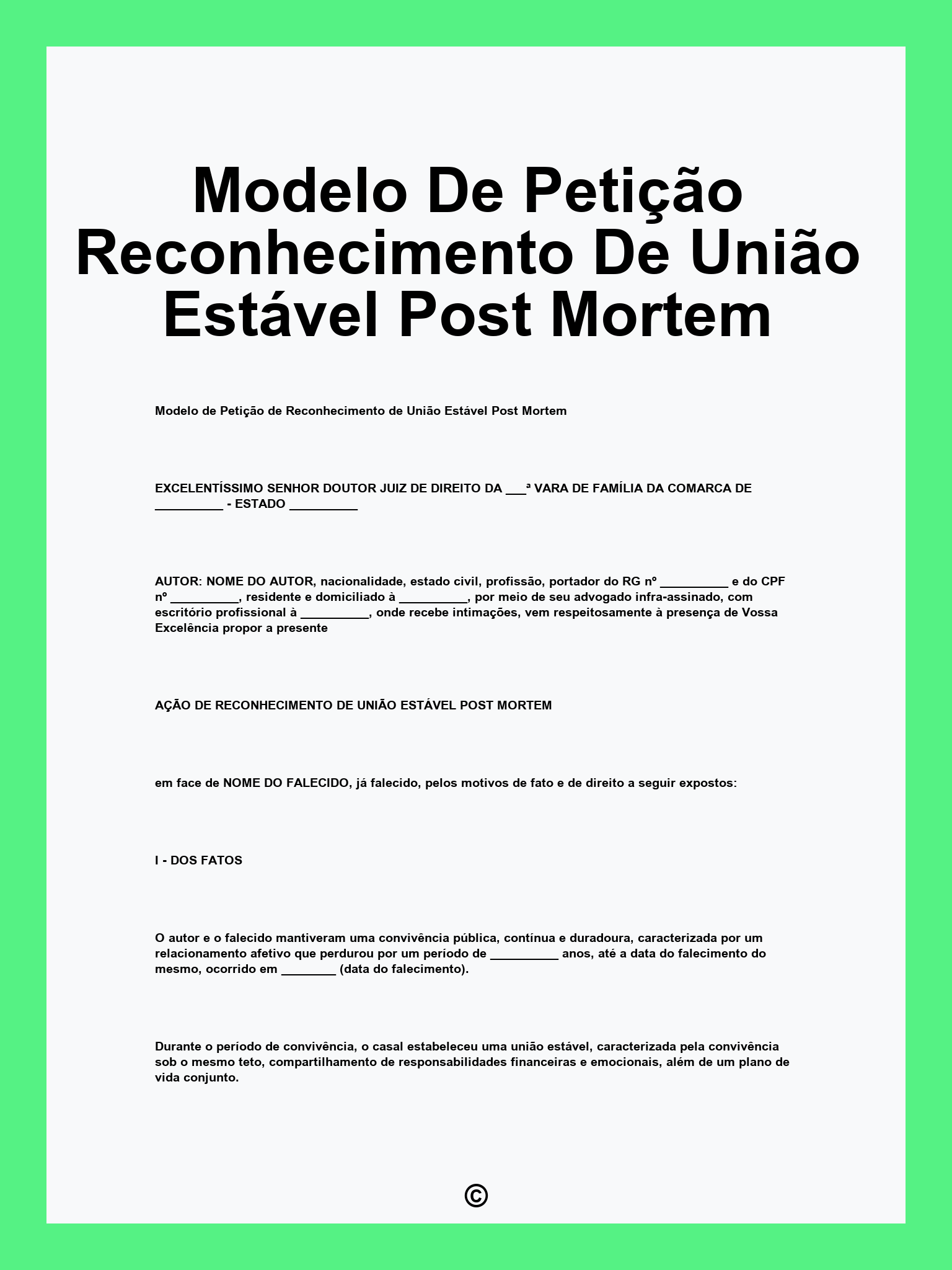 Modelo De Petição Reconhecimento De União Estável Post Mortem