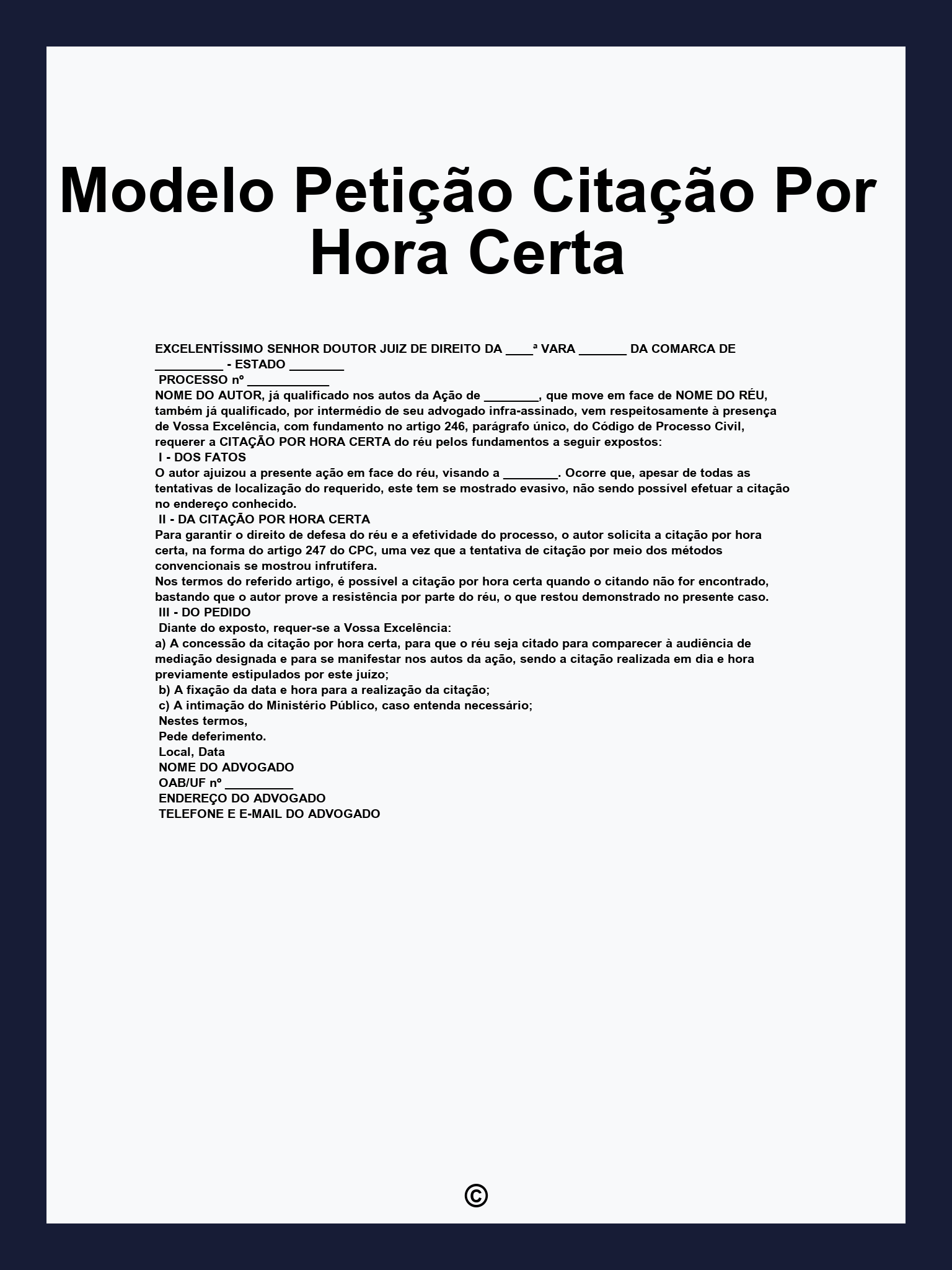 Modelo Petição Citação Por Hora Certa