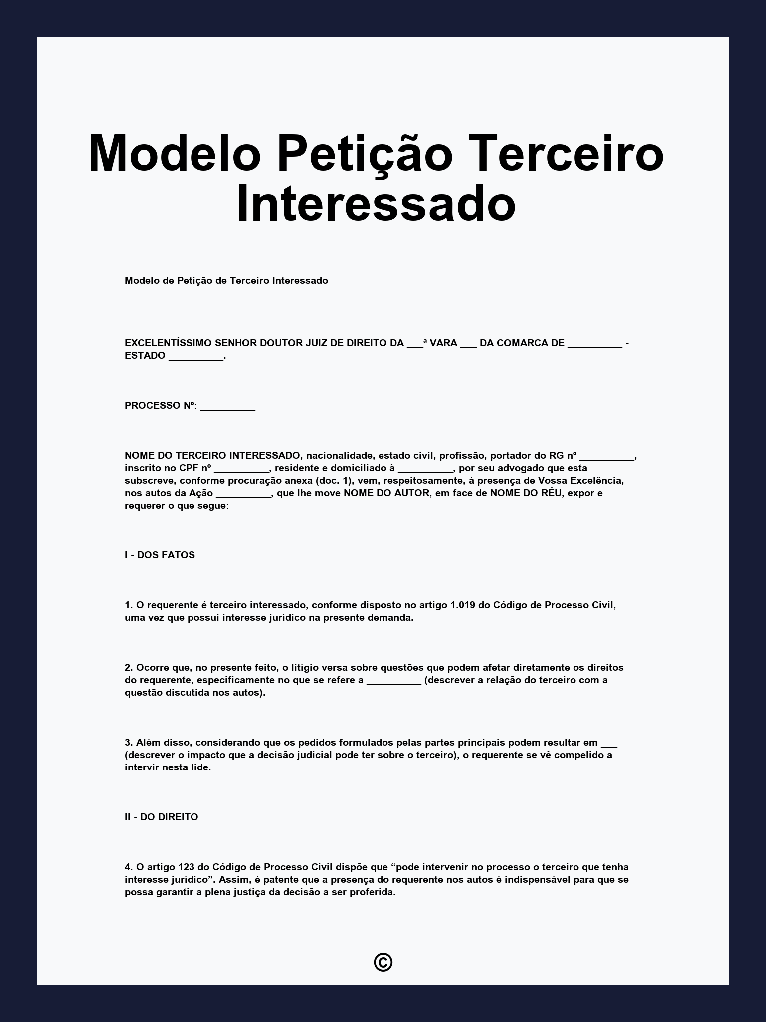 Modelo Petição Terceiro Interessado